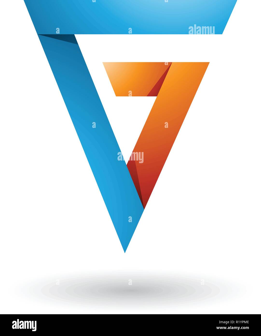 Vector Illustration of Blue and Orange Folded Triangle Letter G ...