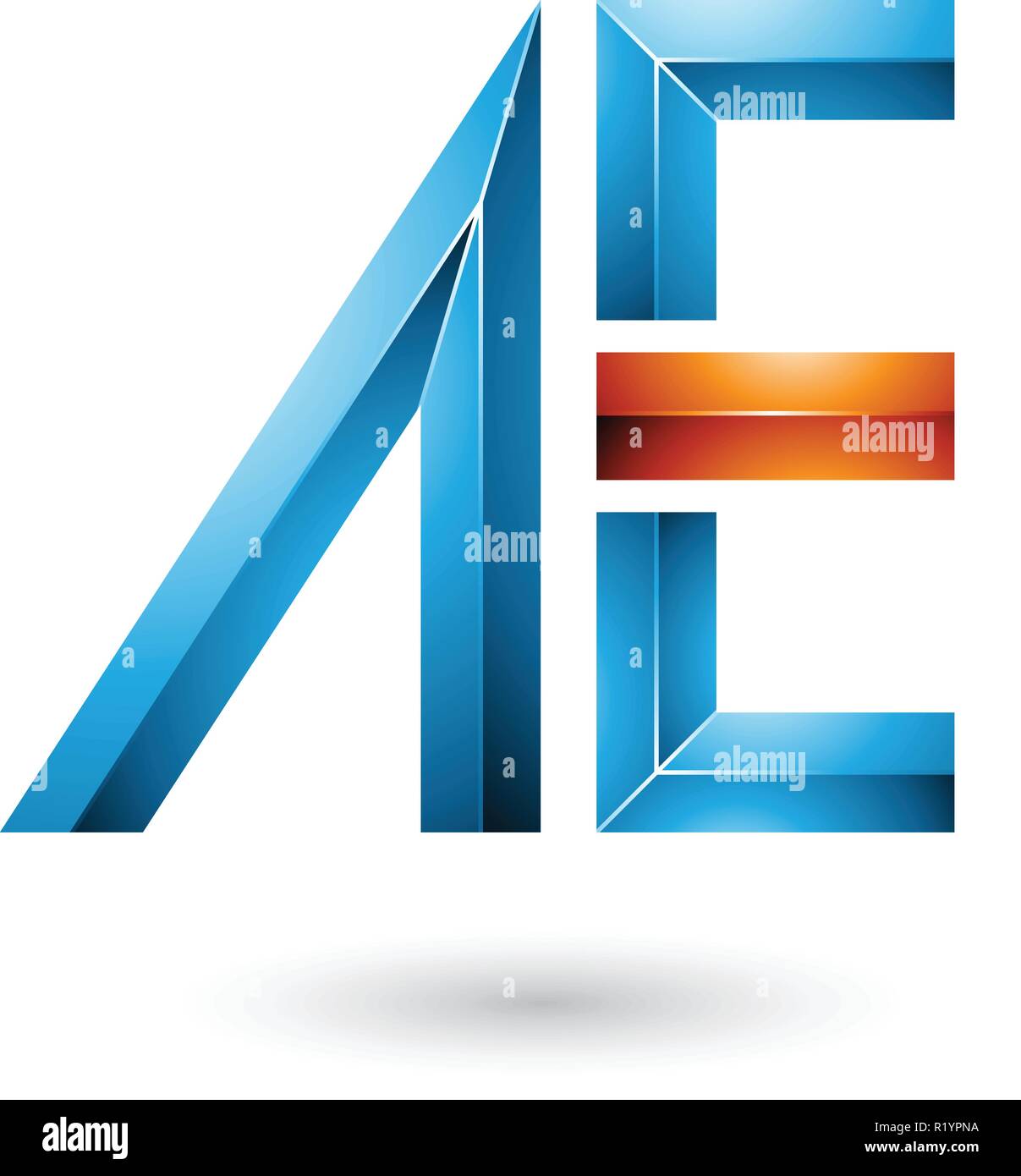 Vector Illustration of Blue and Orange Glossy Dual Letters of A and E ...