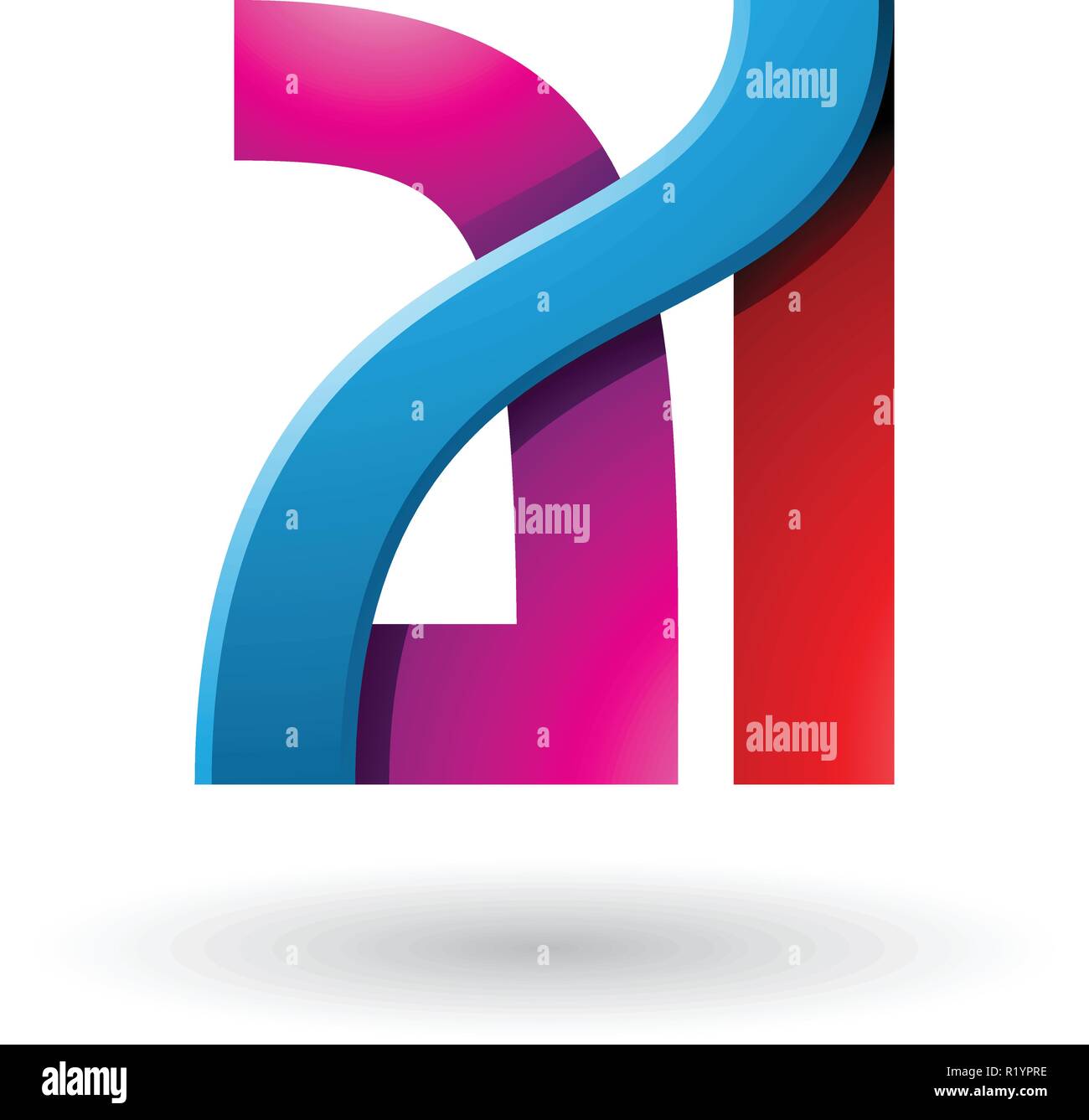 Vector Illustration of Blue and Red Bold Dual Letters A and I isolated ...