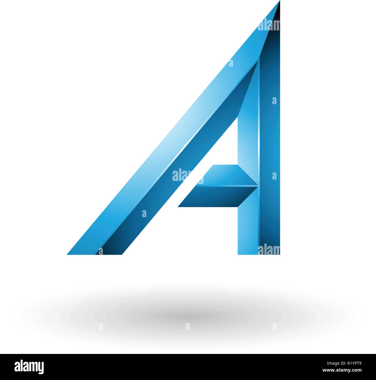 Vector Illustration of Blue Bold and Curvy Geometrical Letter A ...