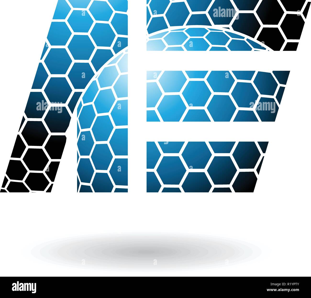 Vector Illustration of Blue Dual Letters of A and E with Honeycomb ...