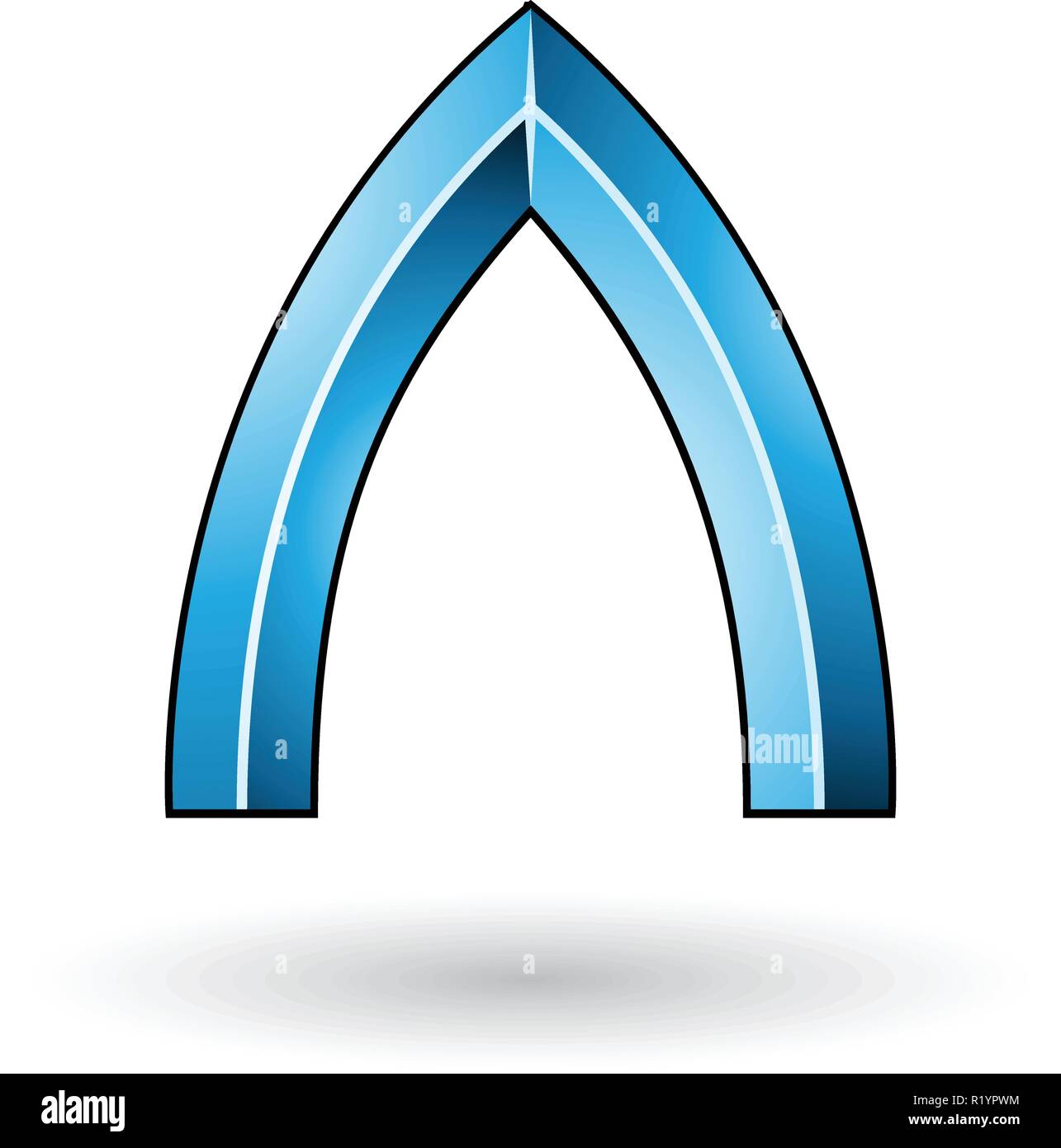 Vector Illustration of Blue Glossy Embossed Letter A with a Dark Stroke ...