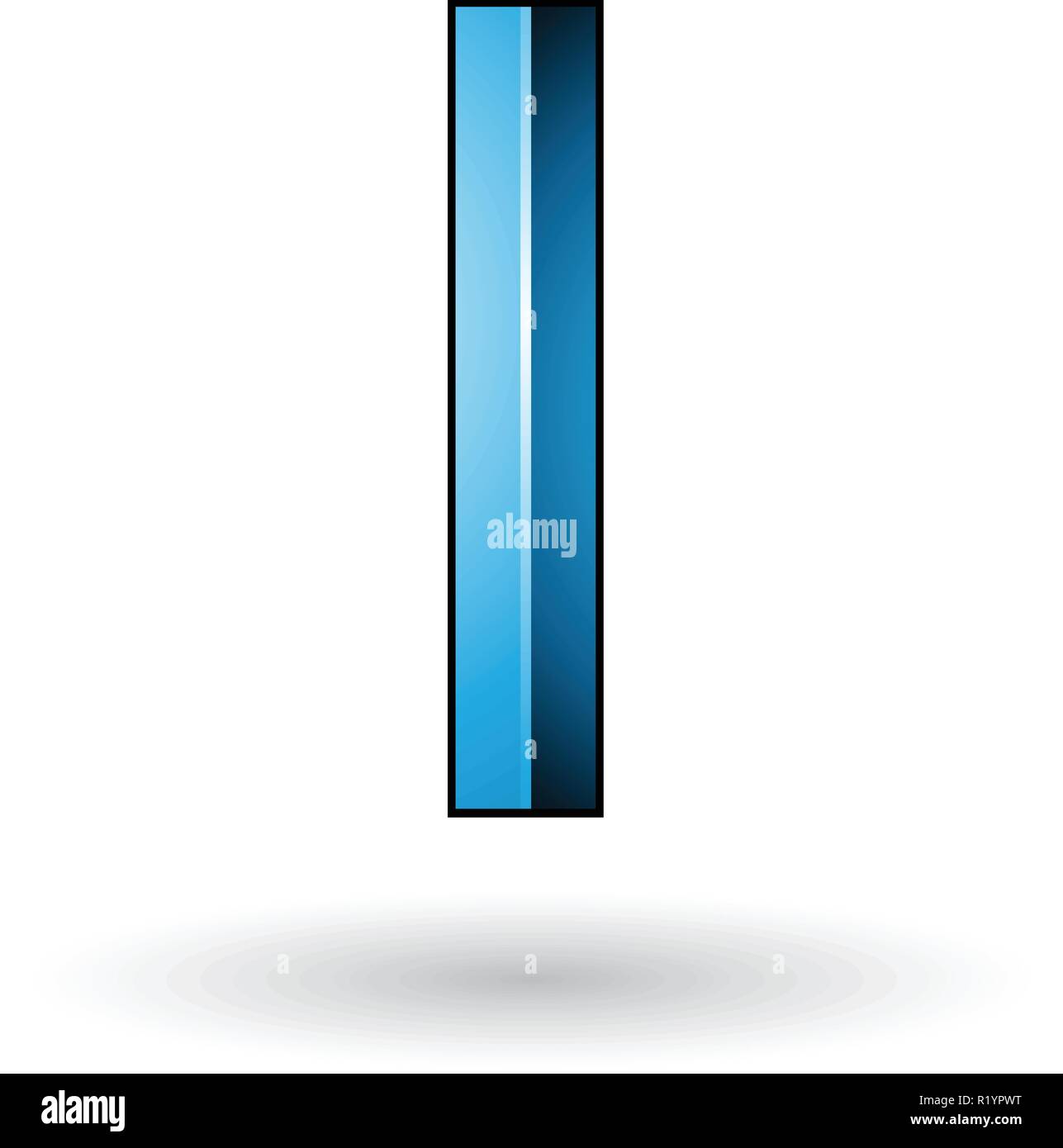 Vector Illustration of Blue Glossy Embossed Letter I with a Dark Stroke ...