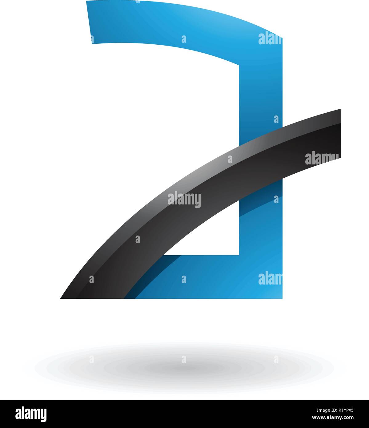 Vector Illustration of Blue Letter A with Black Glossy Stick isolated ...