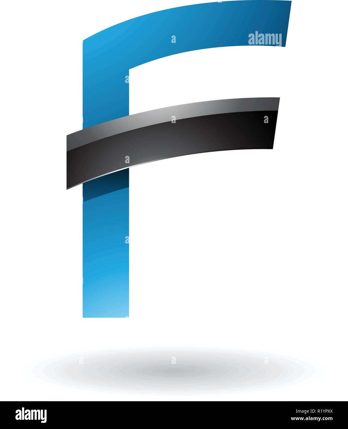 Vector Illustration of Blue Letter F with Black Glossy Stick isolated ...