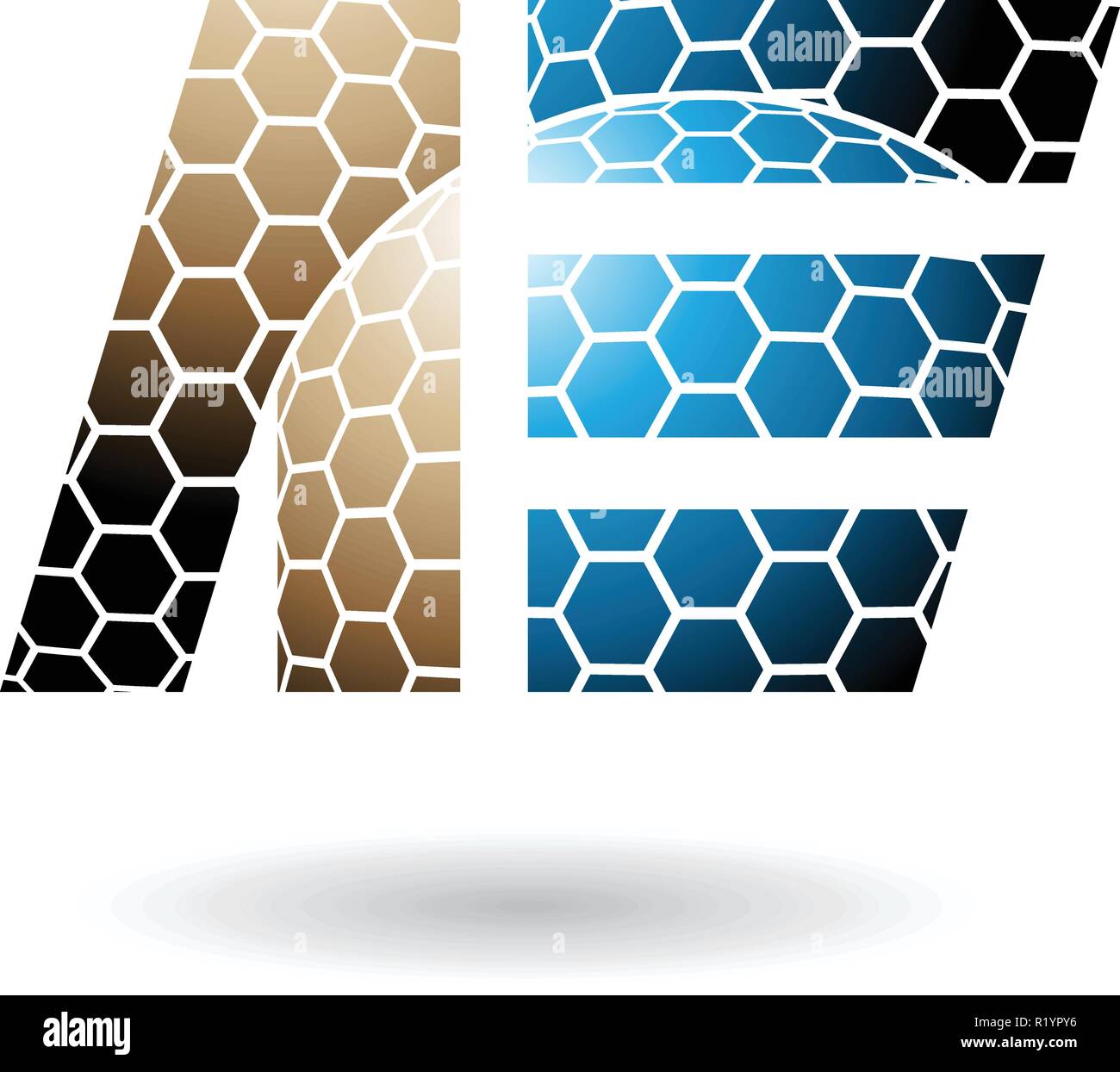 Vector Illustration of Brown and Blue Dual Letters of A and E with ...