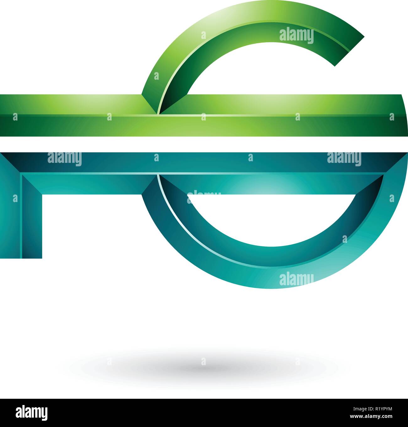 Vector Illustration of Dark and Light Green Abstract Key-like Symbol ...