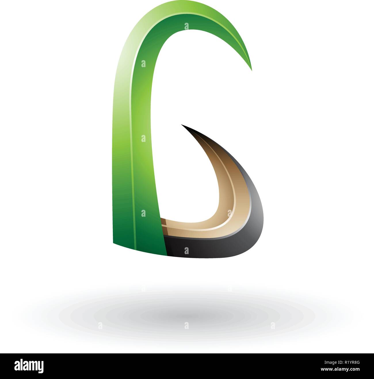 Vector Illustration of Green and Black 3d Horn Like Letter G isolated ...