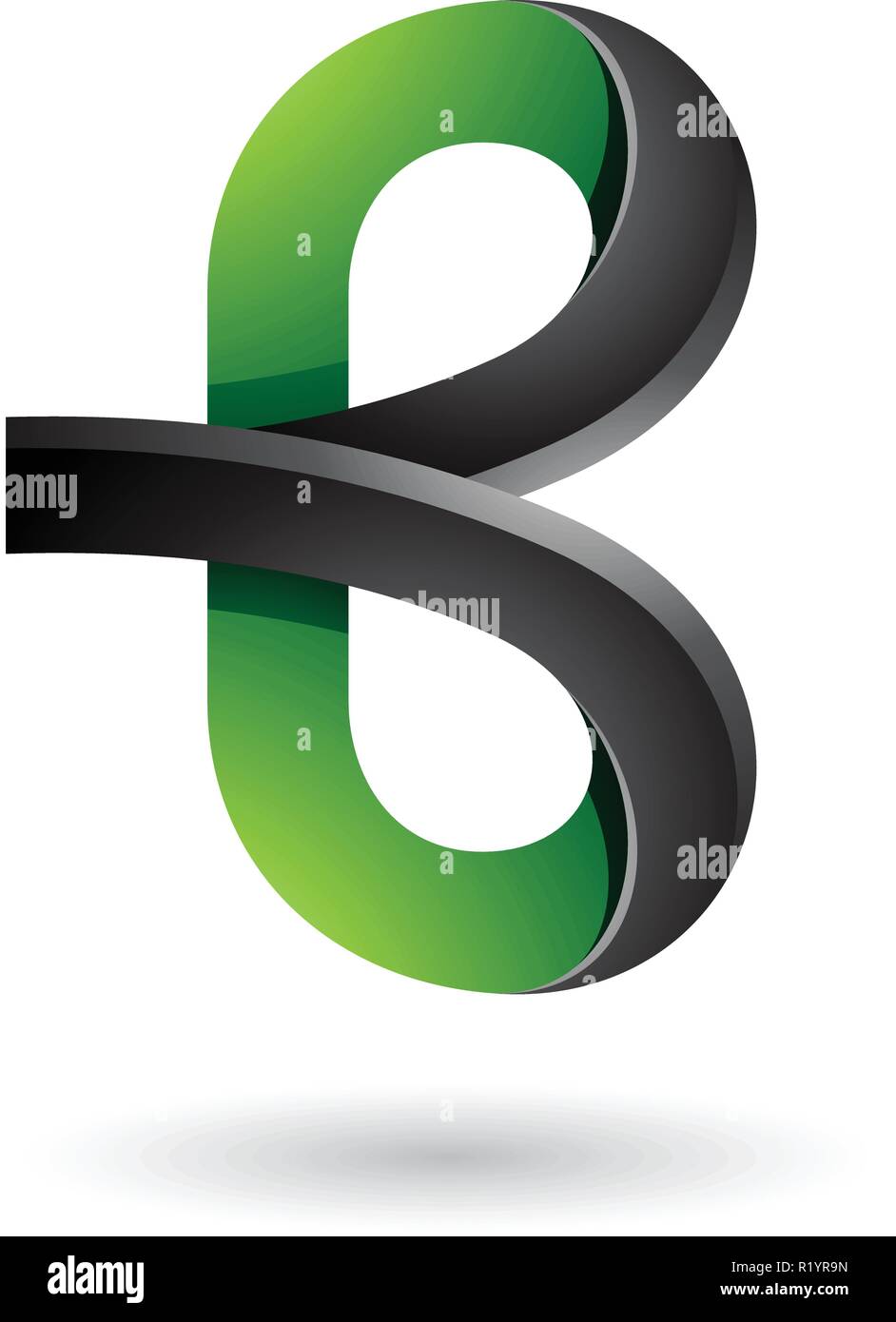 Vector Illustration of Green and Black Bold Curvy Letter B isolated on ...