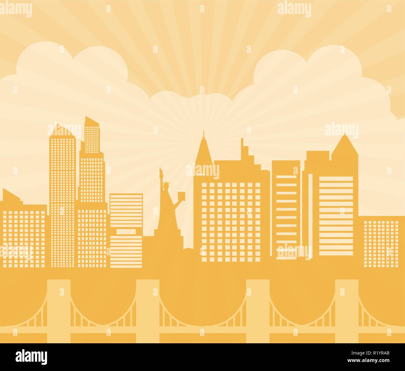 Clouds sky statue of liberty Stock Vector Images - Alamy
