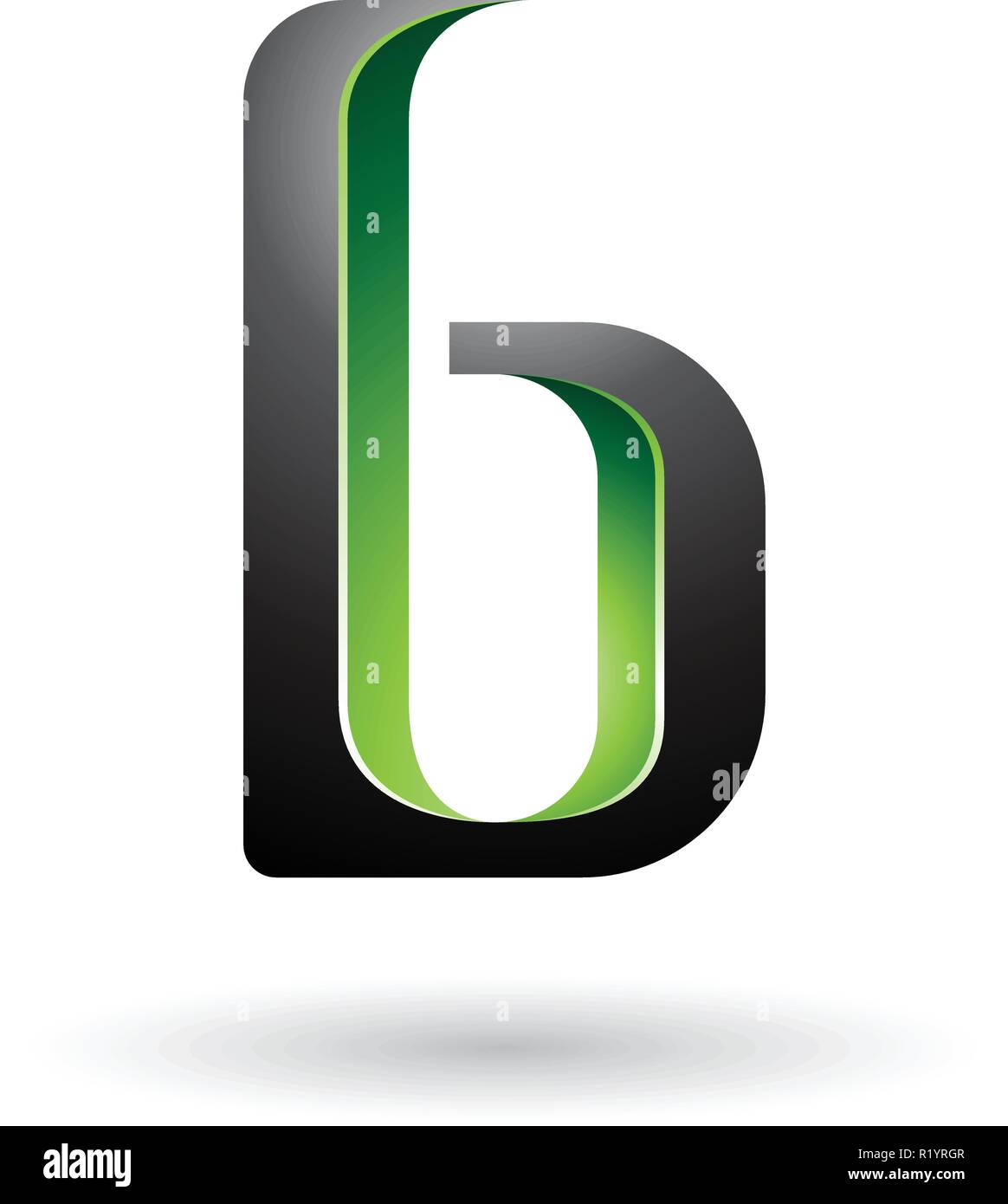 Vector Illustration of Green and Black Shaded Letter B isolated on a ...