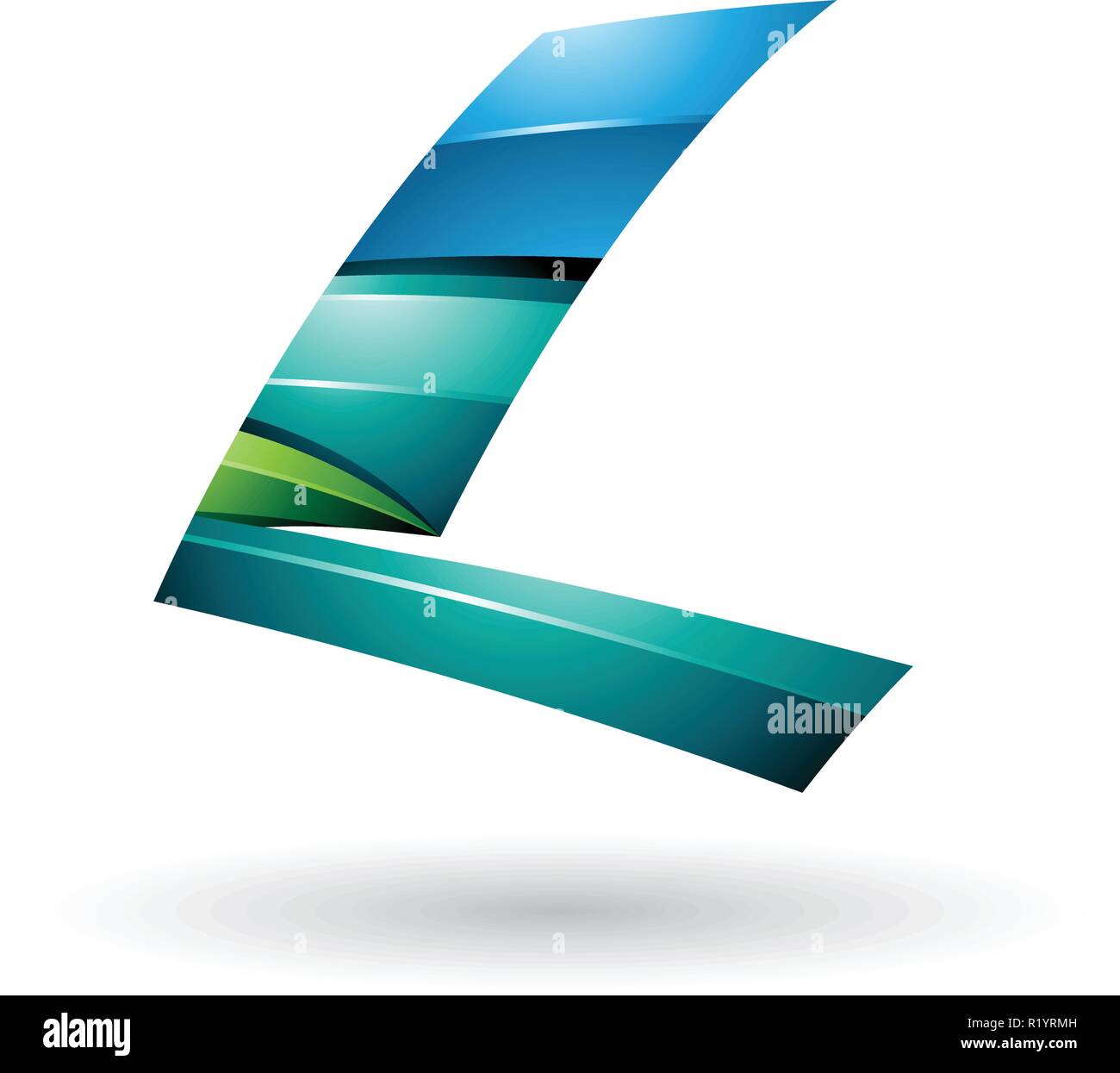 Vector Illustration of Green and Blue Dynamic Glossy Flying Letter L ...