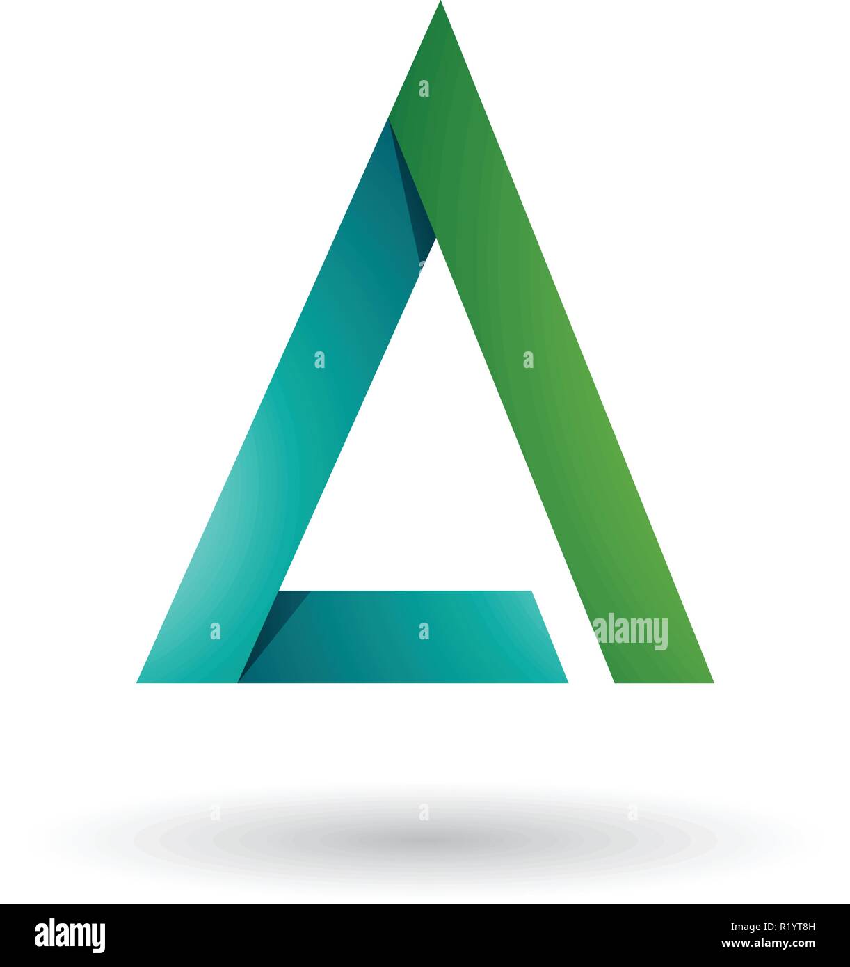 Vector Illustration of Green Folded Triangle Letter A isolated on a ...