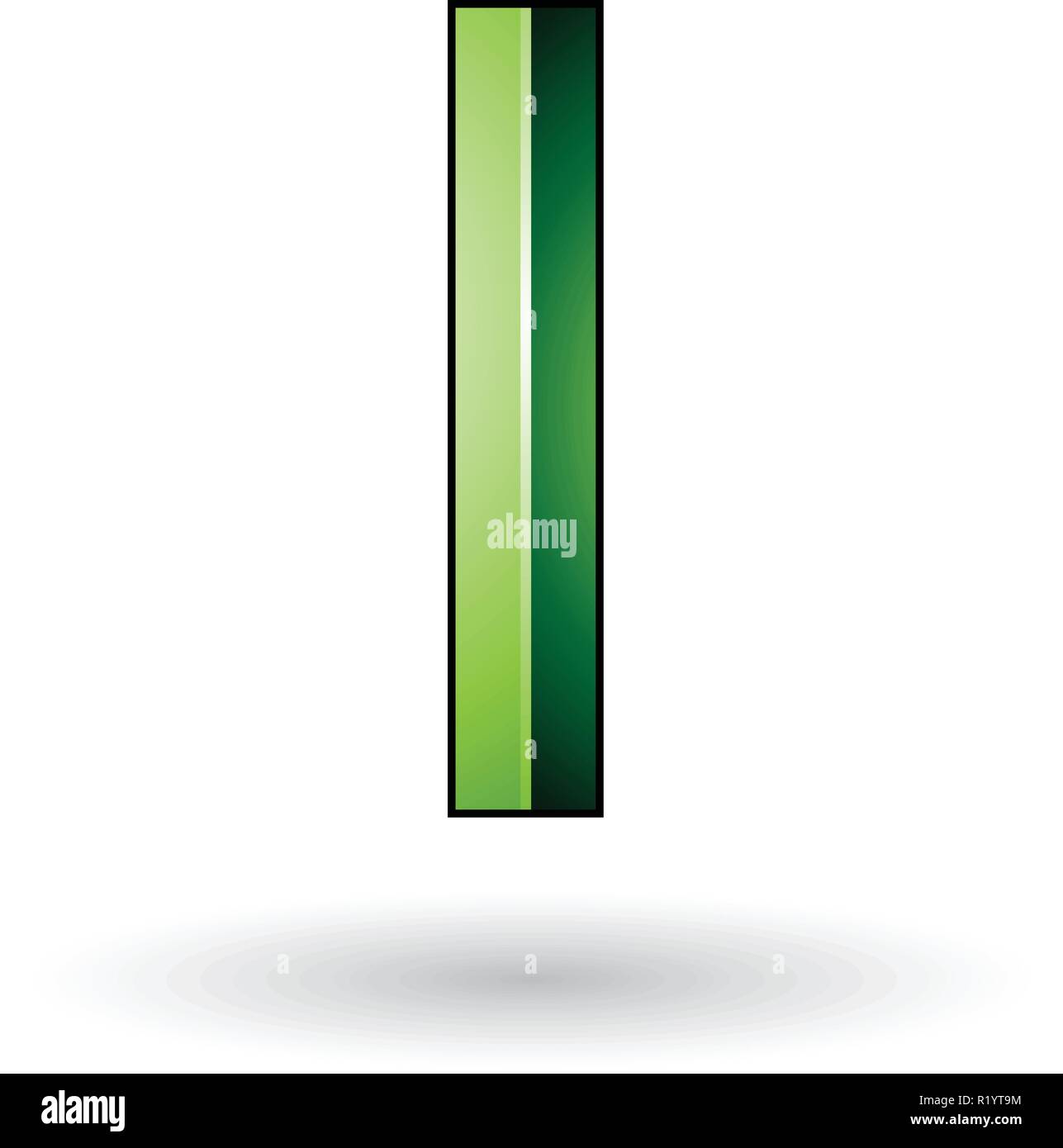 Vector Illustration of Green Glossy Embossed Letter I with a Dark ...