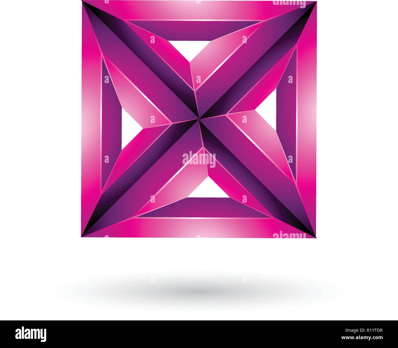 Vector Illustration of Magenta 3d Geometrical Embossed Square and ...