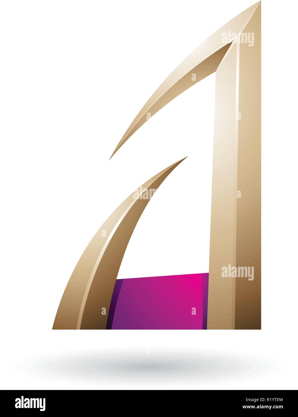 Vector Illustration of Magenta and Beige Arrow Shaped Letter A isolated ...