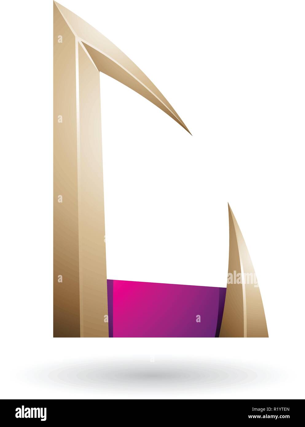 Vector Illustration of Magenta and Beige Arrow Shaped Letter C isolated ...
