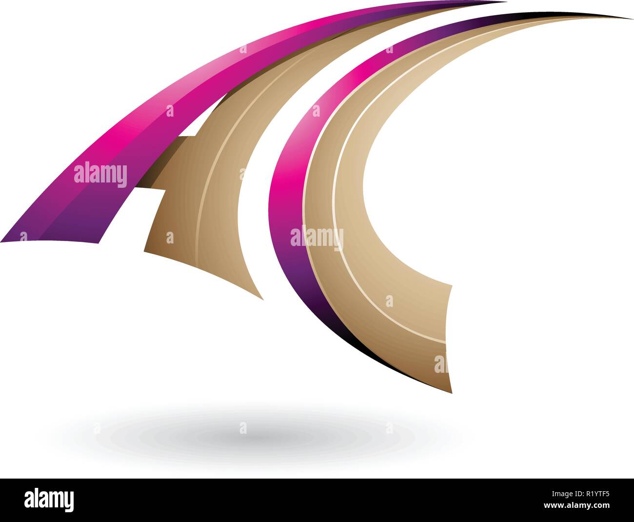 Vector Illustration of Magenta and Beige Dynamic Flying Letter A and C ...