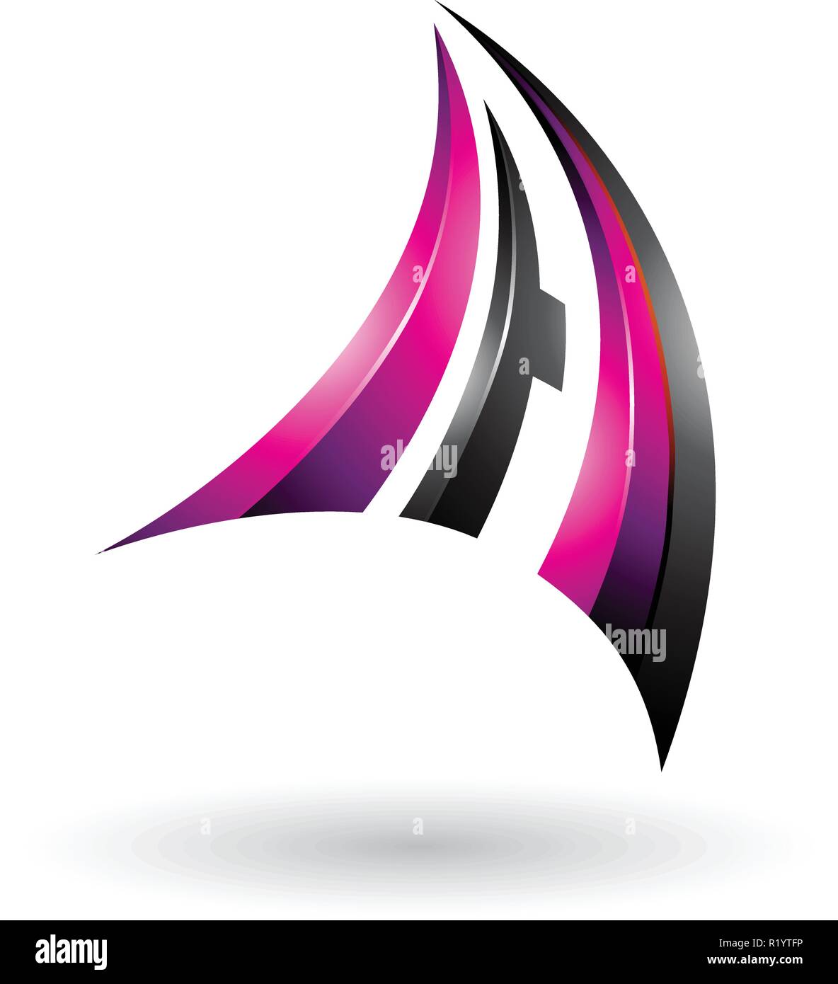 Vector Illustration of Magenta and Black 3d Dynamic Flying Letter A ...