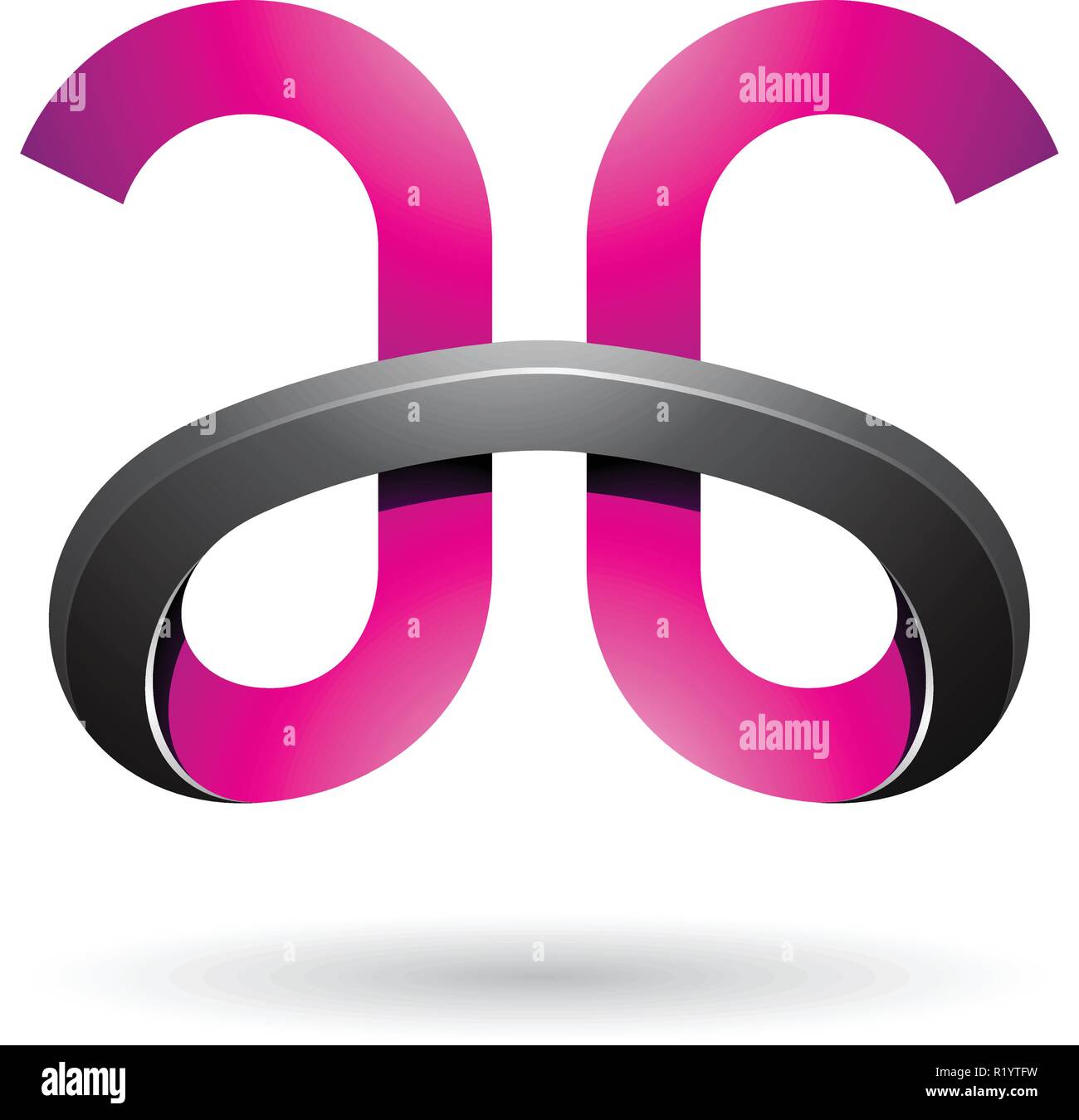 Vector Illustration of Magenta and Black Bold Curvy Letters A and G ...