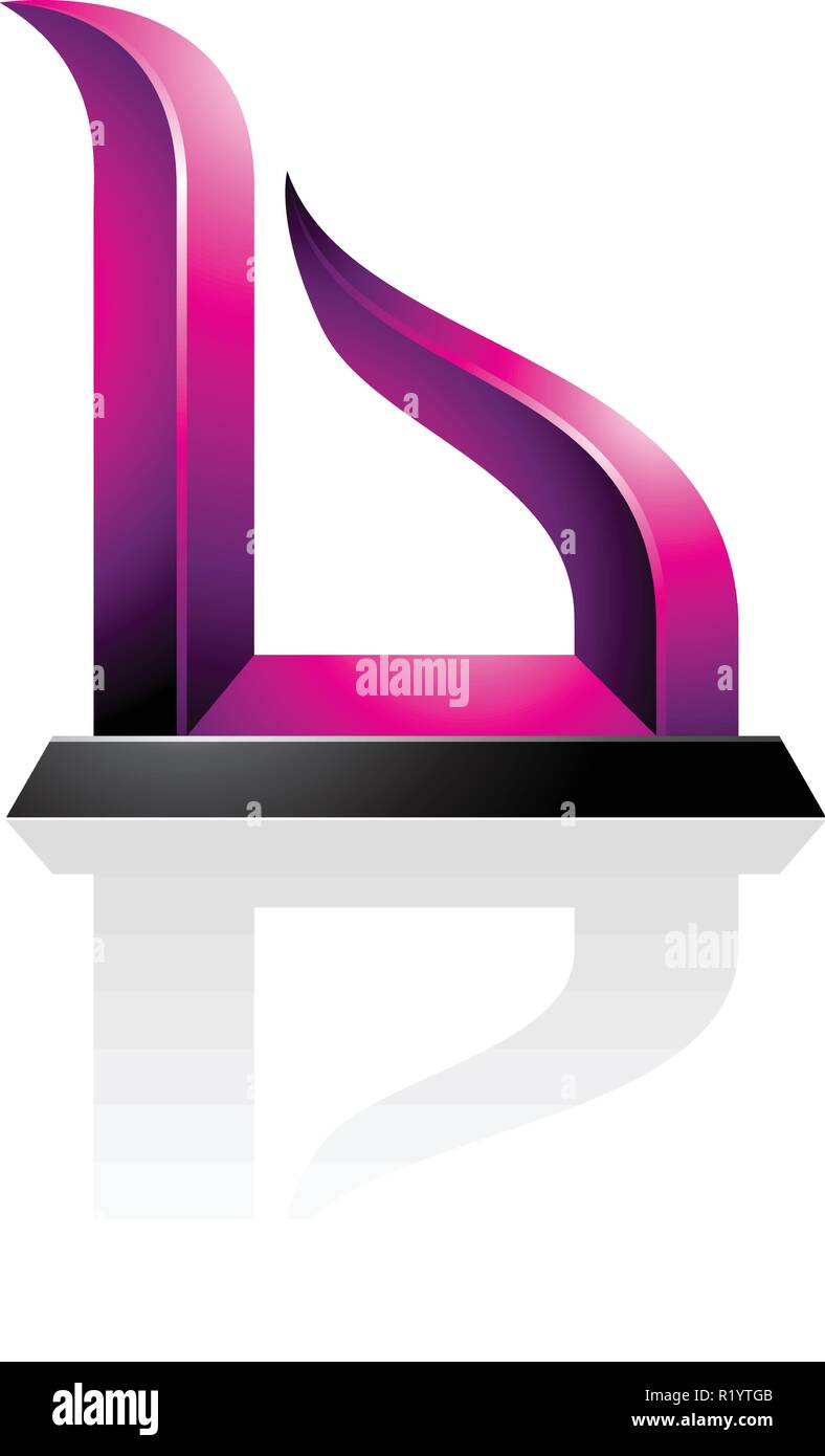 Vector Illustration of Magenta and Black Bow-like Embossed Letter B ...