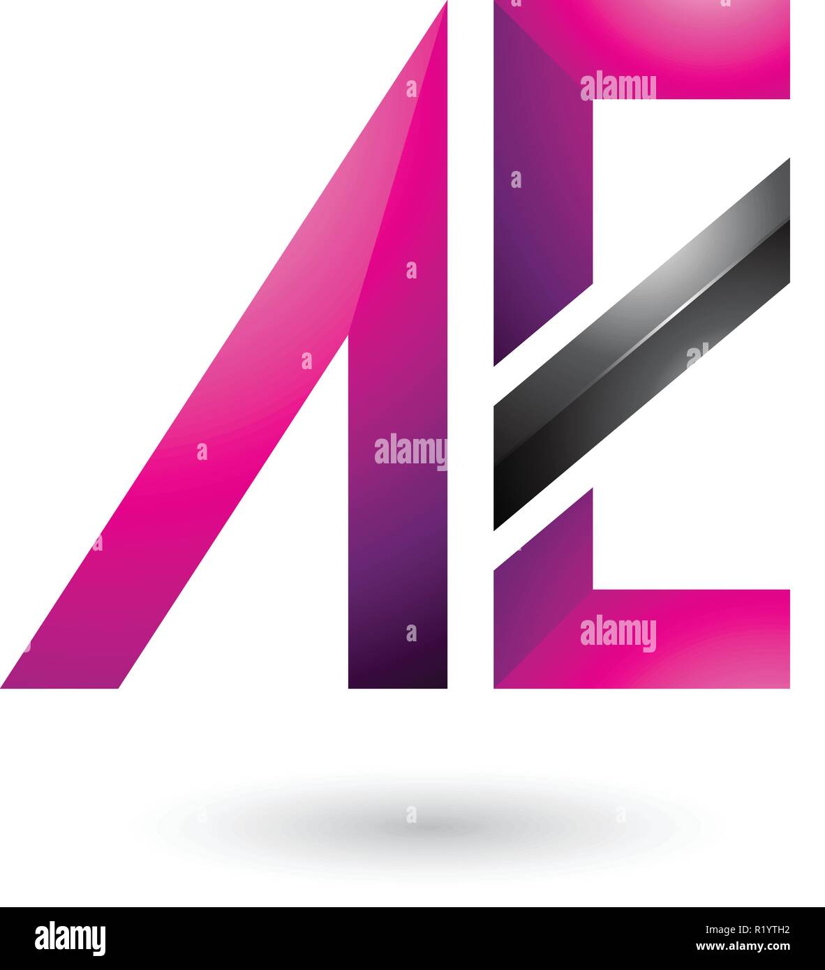 Vector Illustration of Magenta and Black Geometrical Dual Letters of A ...