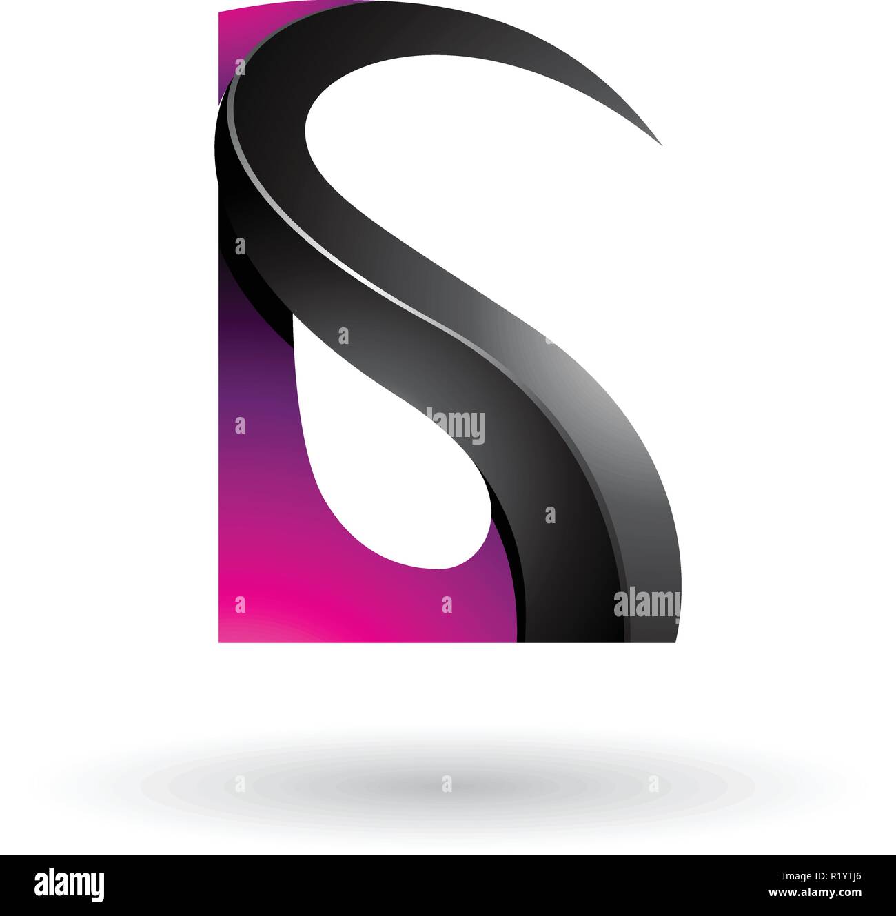 Vector Illustration of Magenta and Black Glossy Curvy Embossed Letter G ...