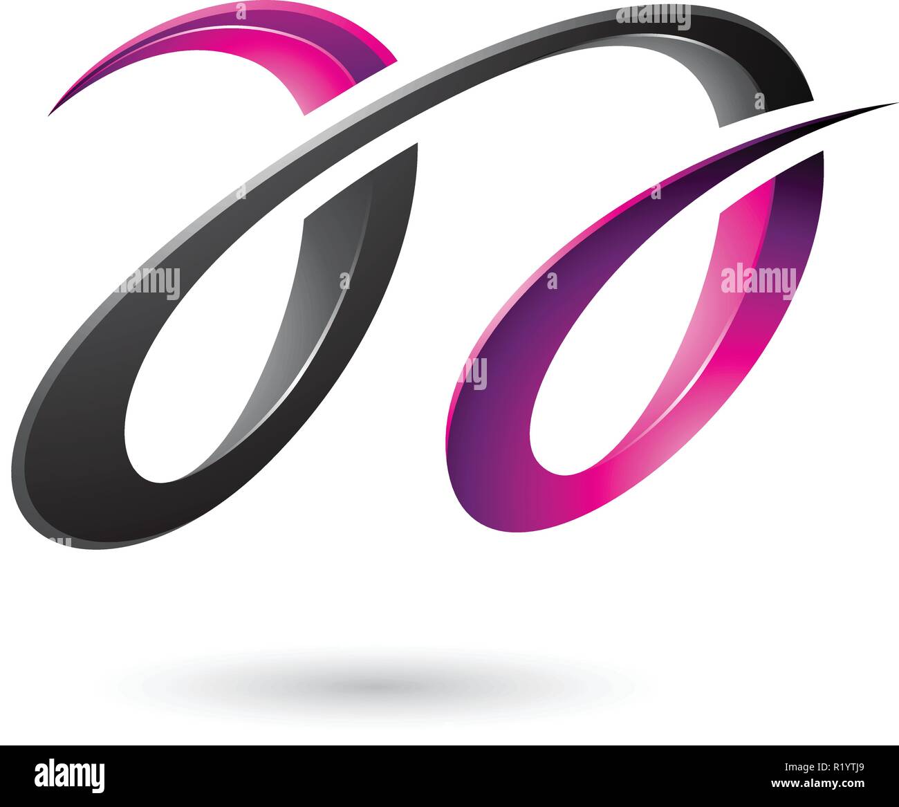 Vector Illustration of Magenta and Black Glossy Dual Letters A isolated ...