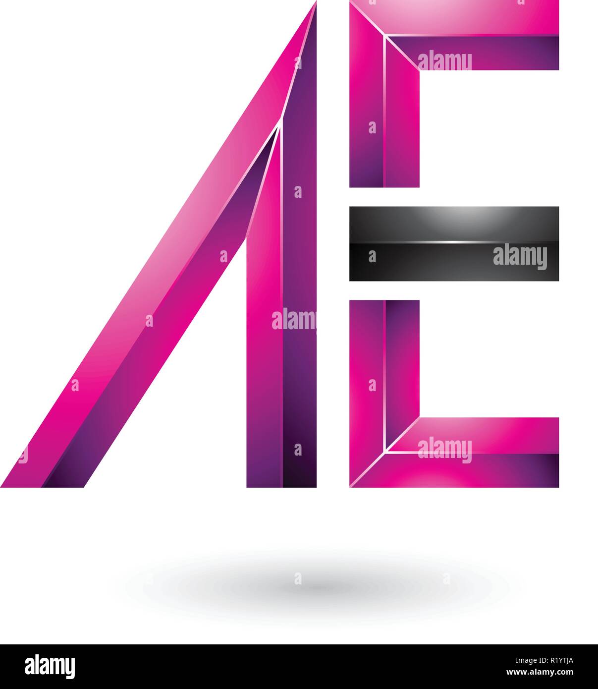 Vector Illustration of Magenta and Black Glossy Dual Letters of A and E ...
