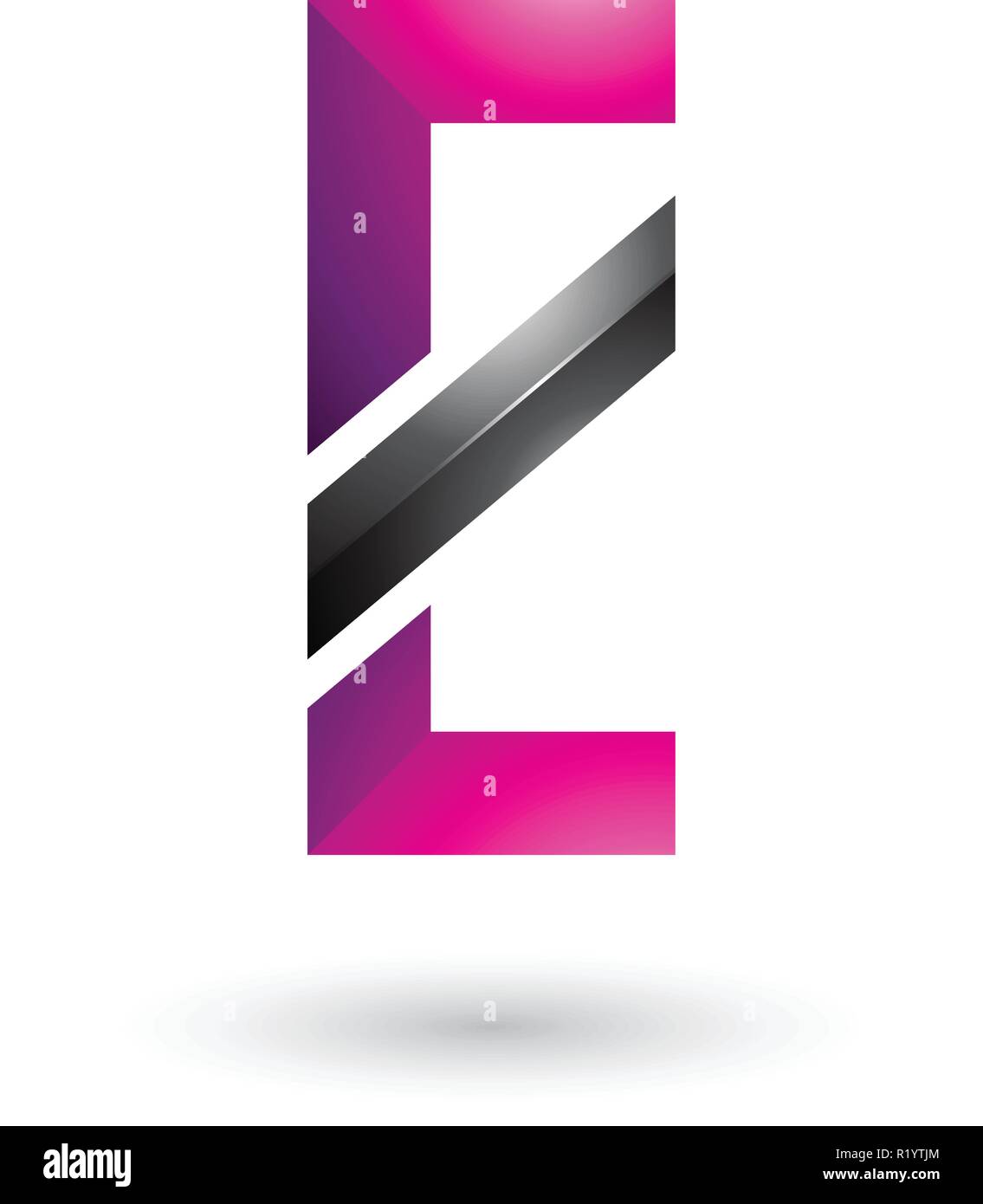 Vector Illustration of Magenta and Black Letter E with a Diagonal Line ...