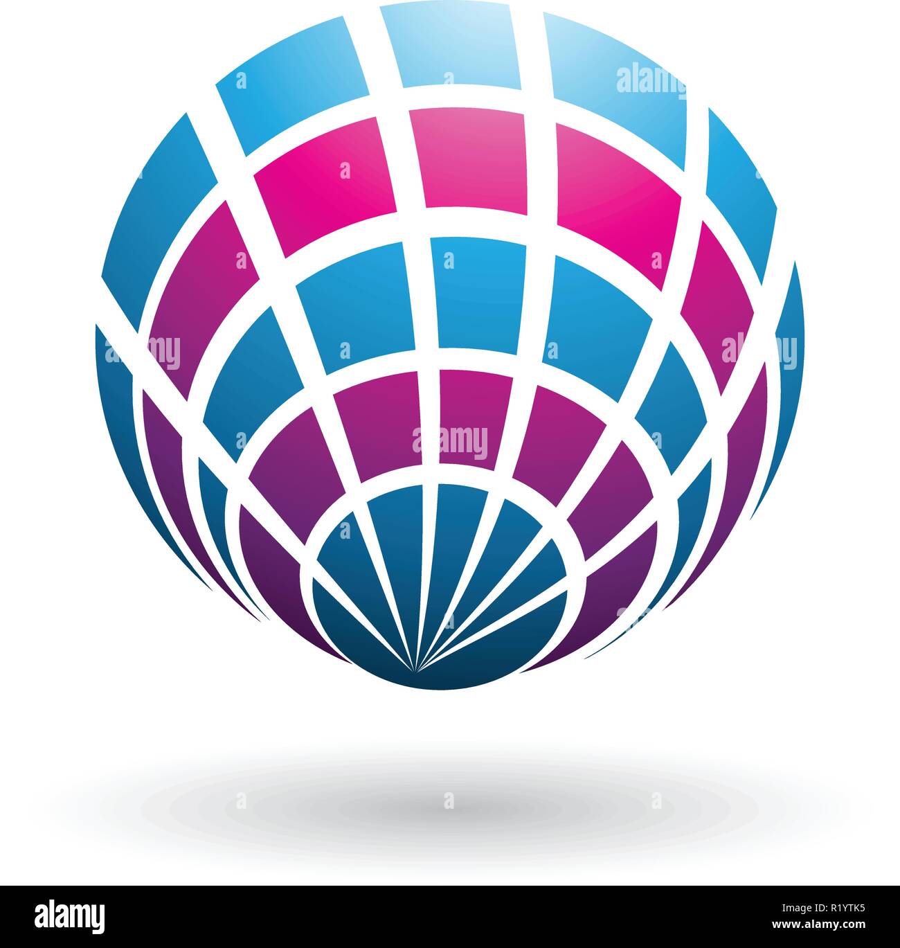Vector Illustration of Magenta and Blue Shell Like Round Icon isolated ...
