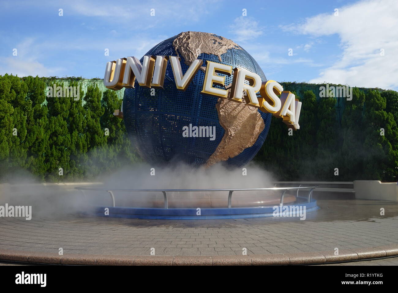 The Universal Globe in the theme Park at a sunny day in Osaka, Japan ...
