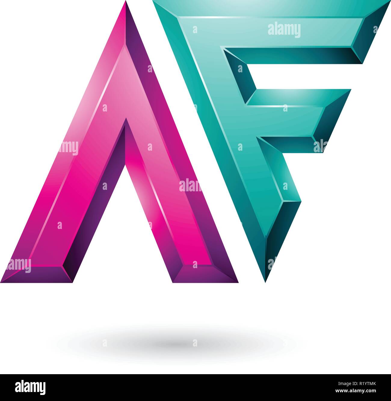 Vector Illustration of Magenta and Green Glossy Dual Letters of Letters ...