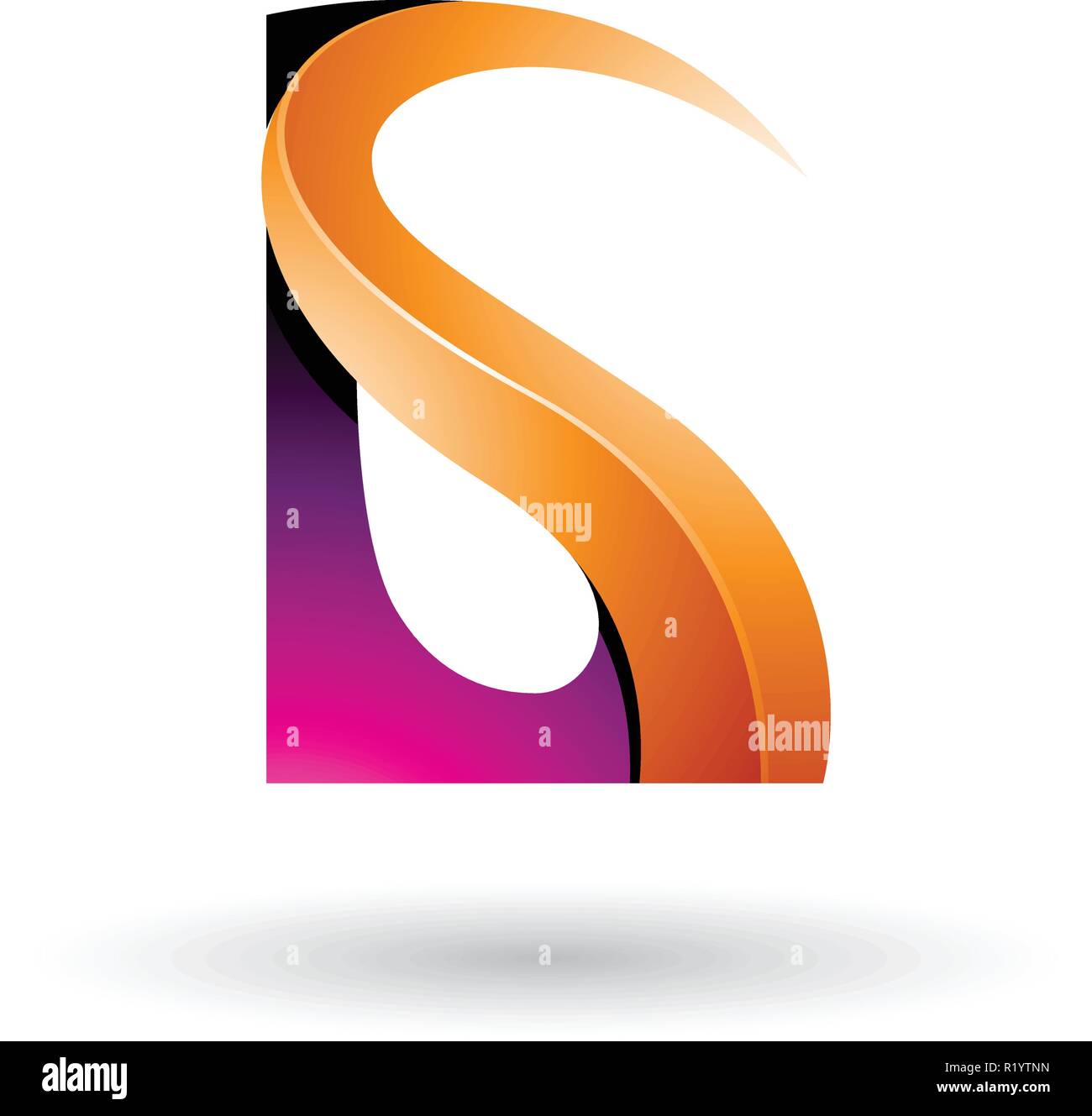 Vector Illustration of Magenta and Orange Glossy Curvy Embossed Letter ...