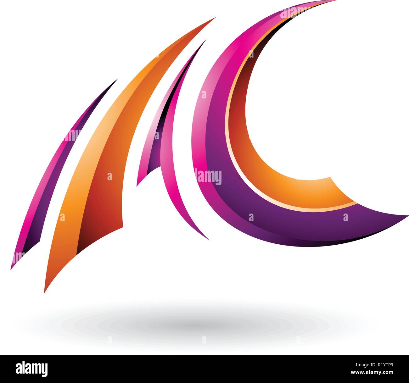 Vector Illustration of Magenta and Orange Glossy Flying Letter A and C ...