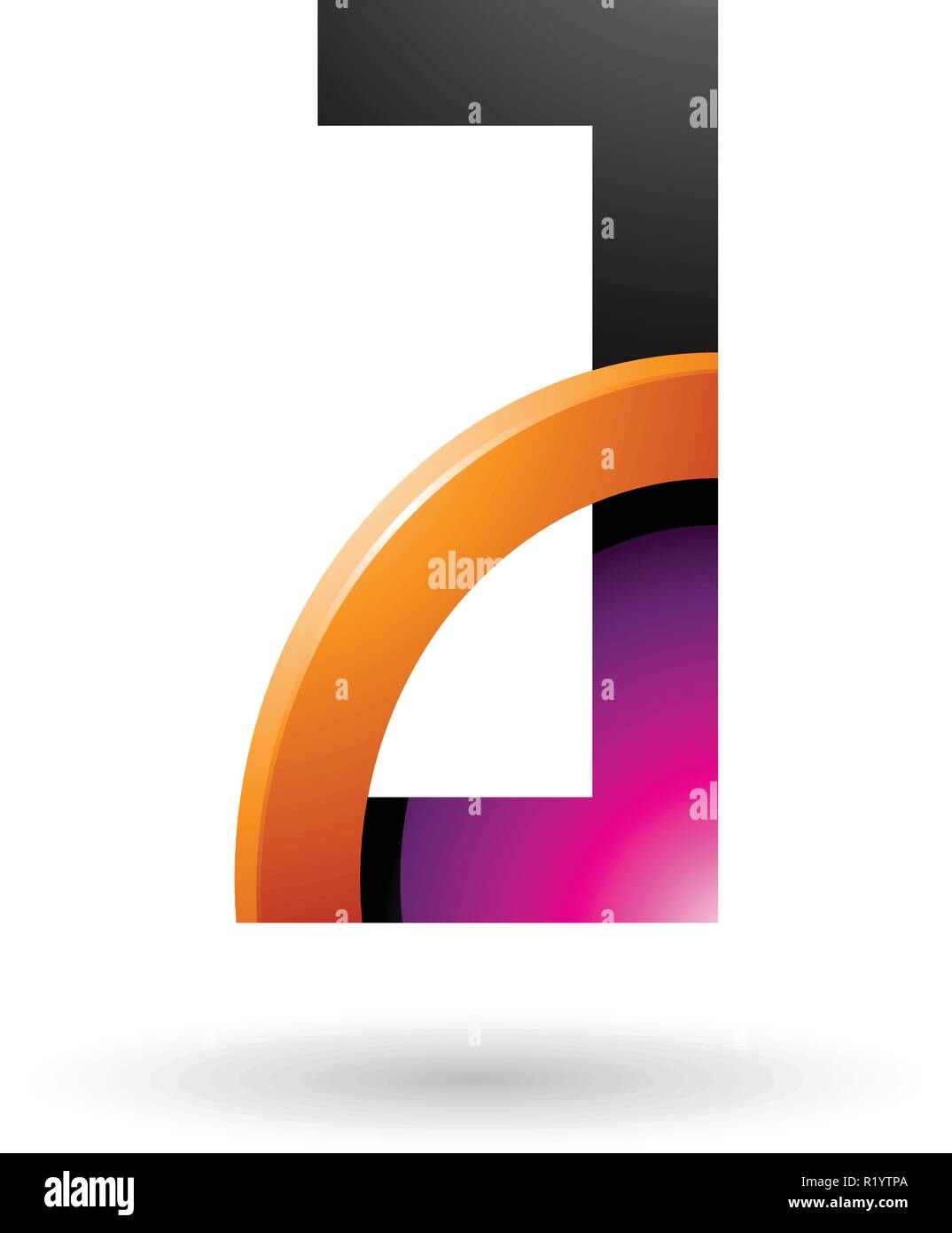 Vector Illustration of Magenta and Orange Letter A with a Glossy ...
