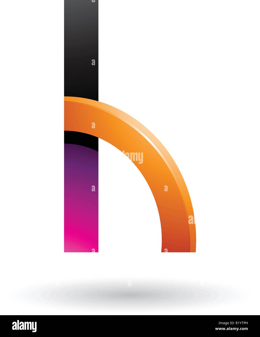 Vector Illustration of Magenta and Orange Letter H with a Glossy ...