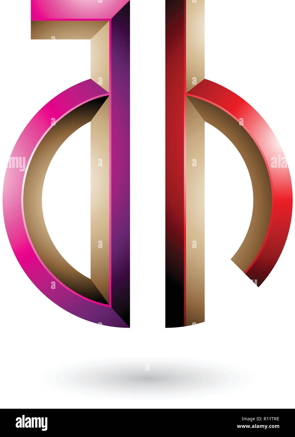 Vector Illustration of Magenta and Red Key-like Symbol of Letters A and ...