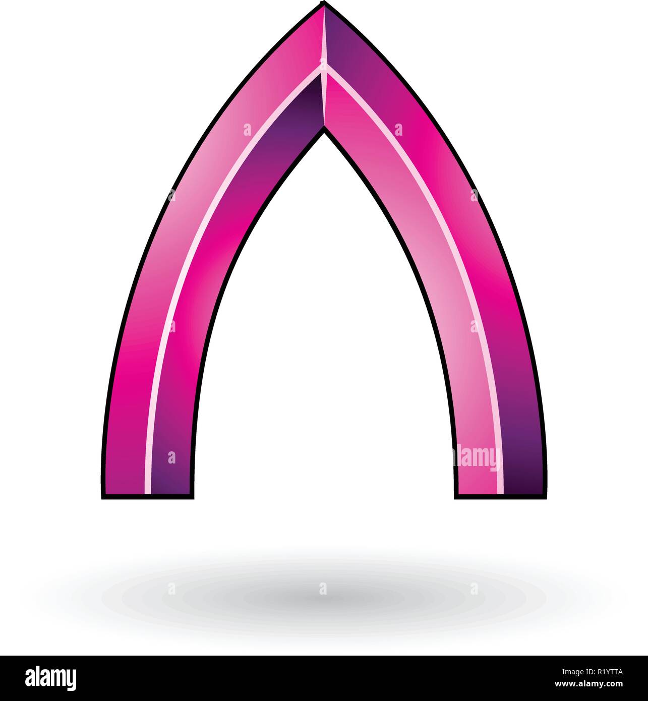 Vector Illustration of Magenta Glossy Embossed Letter A with a Dark ...