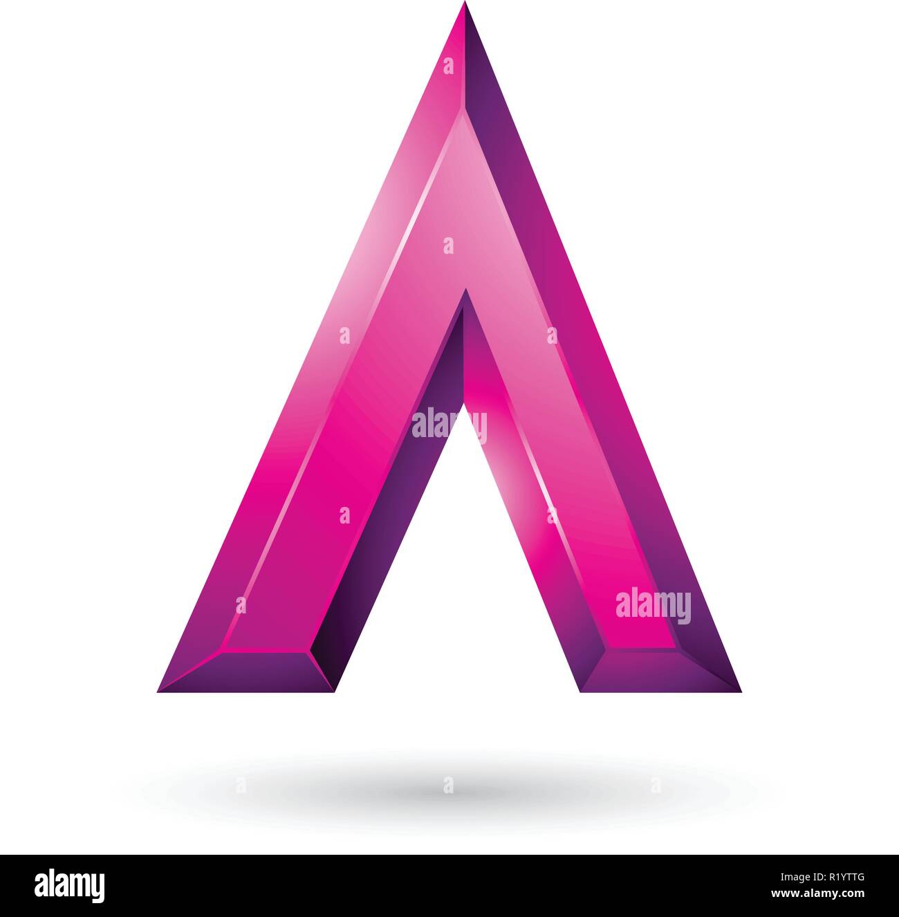 Vector Illustration of Magenta Glossy Geometrical Letter A isolated on ...