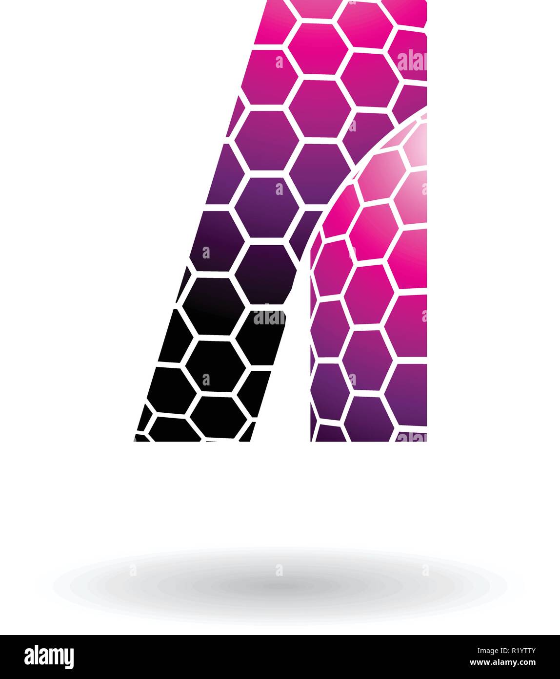 Vector Illustration of Magenta Letter A with Honeycomb Pattern isolated ...