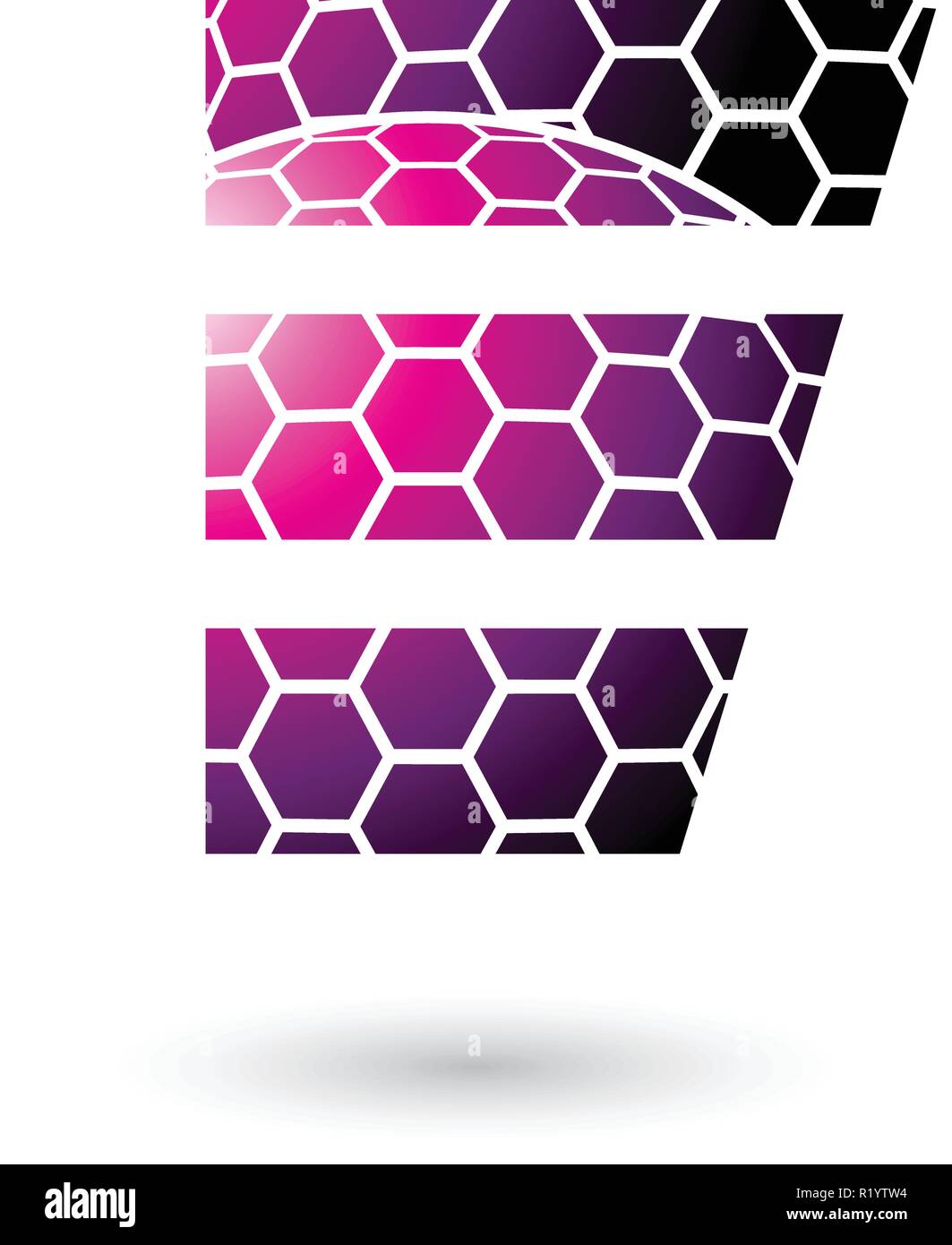 Vector Illustration of Magenta Letter E with Honeycomb Pattern isolated ...