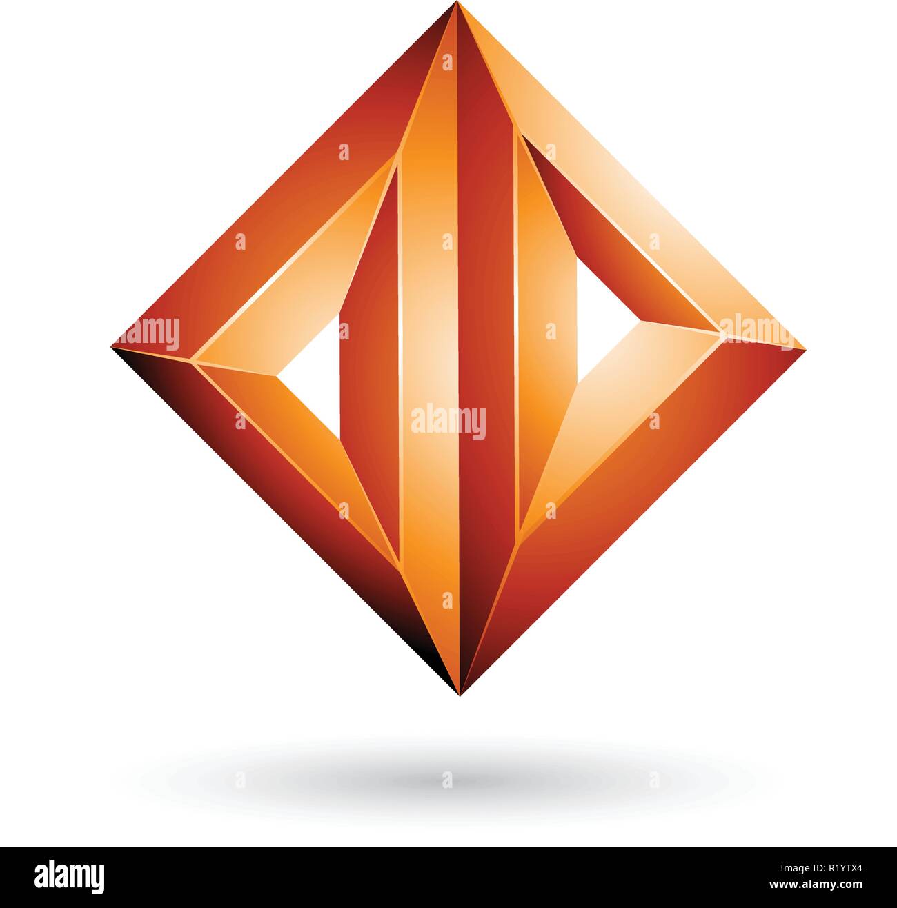 Vector Illustration of Orange 3d Geometrical Embossed Triangle Diamond ...