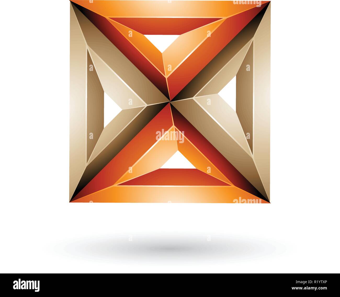 Vector Illustration of Orange and Beige 3d Geometrical Embossed Square ...