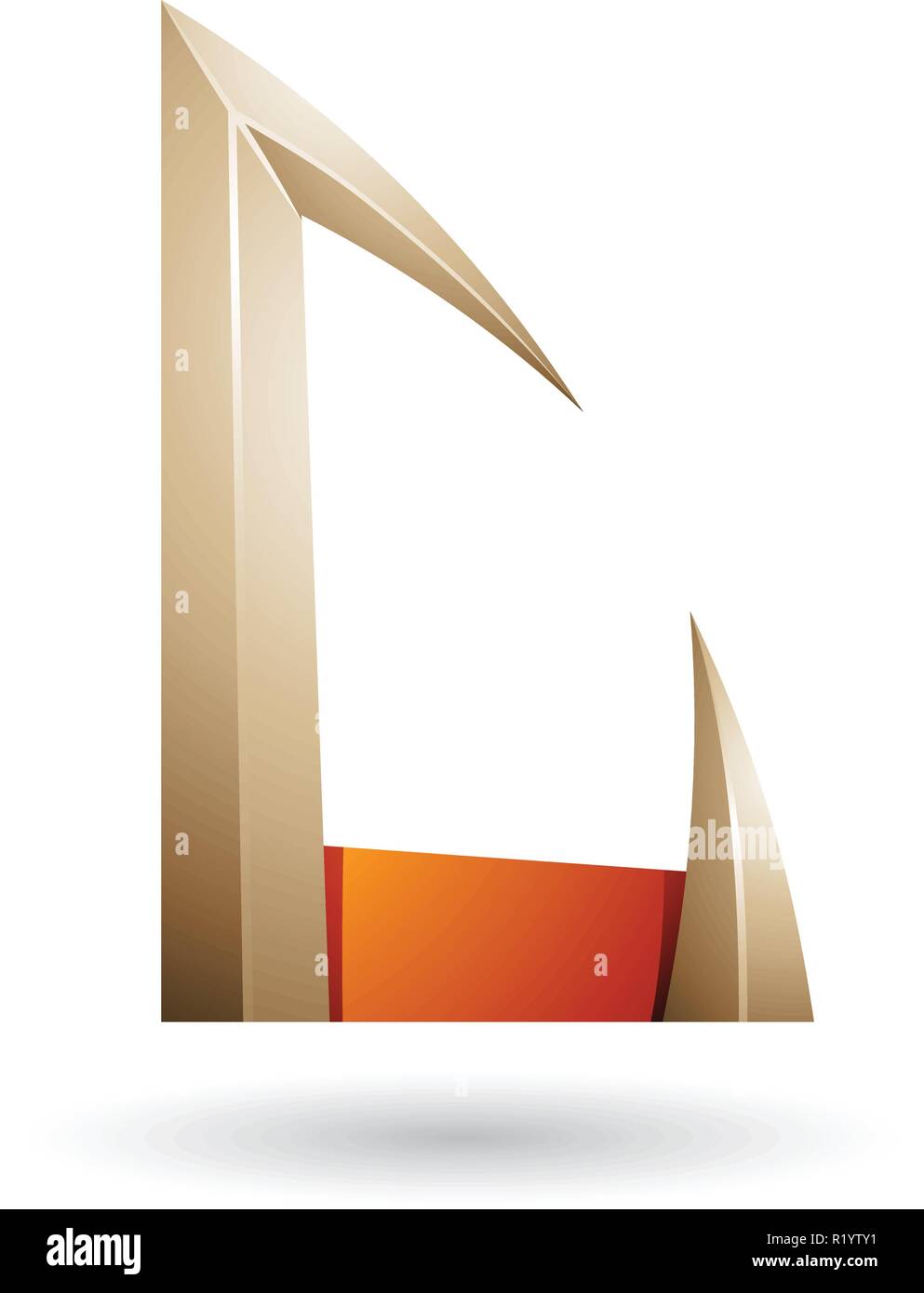 Vector Illustration of Orange and Beige Arrow Shaped Letter C isolated ...