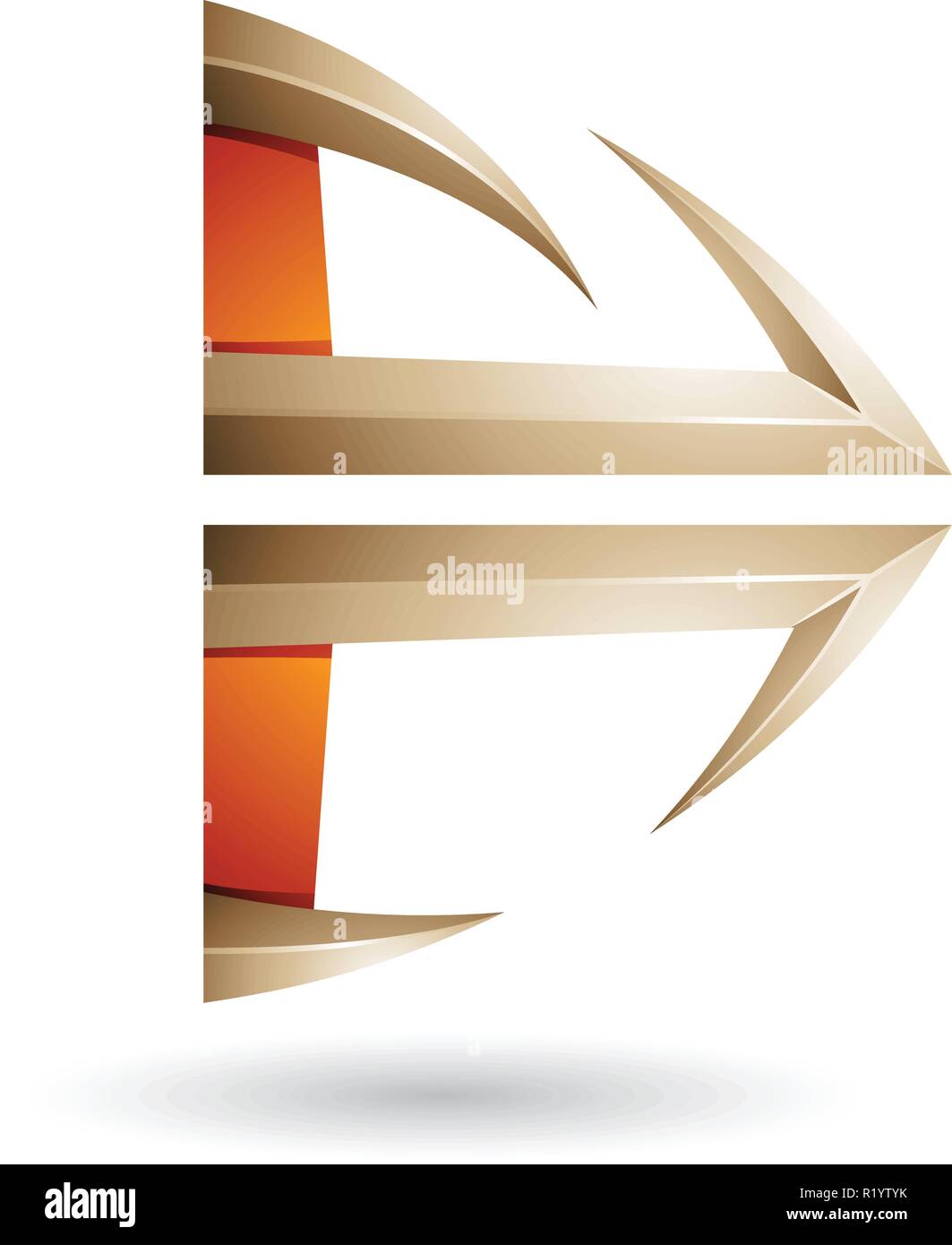 Vector Illustration of Orange and Beige Glossy Embossed Arrow Shape ...