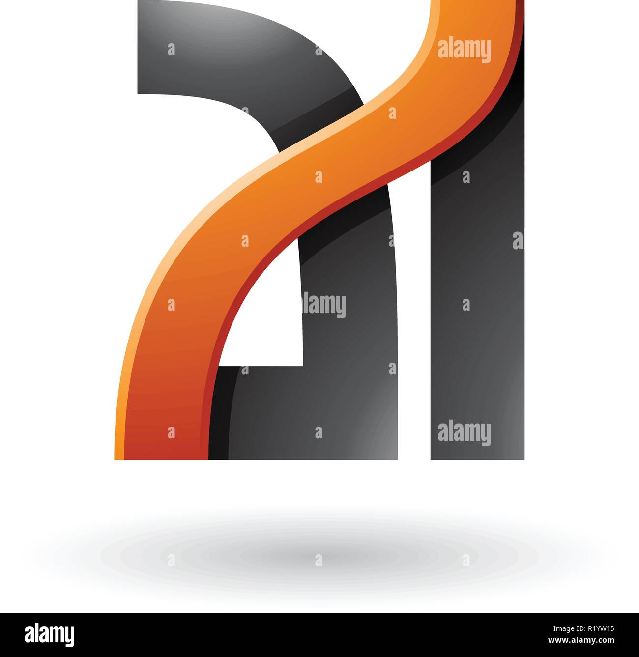 Vector Illustration of Orange and Black Bold Dual Letters A and I ...