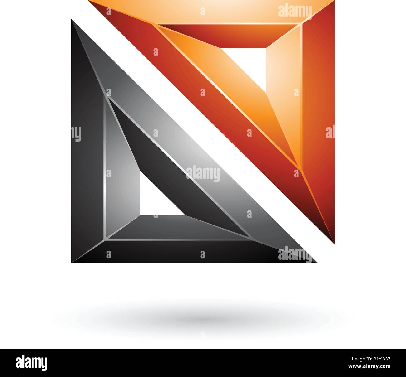 Vector Illustration of Orange and Black Frame Like Embossed Square ...