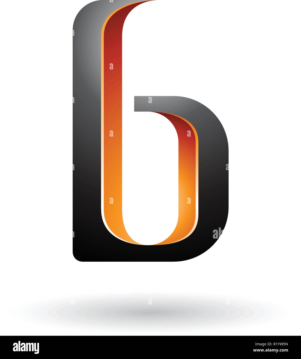 Vector Illustration of Orange and Black Shaded Letter B isolated on a ...