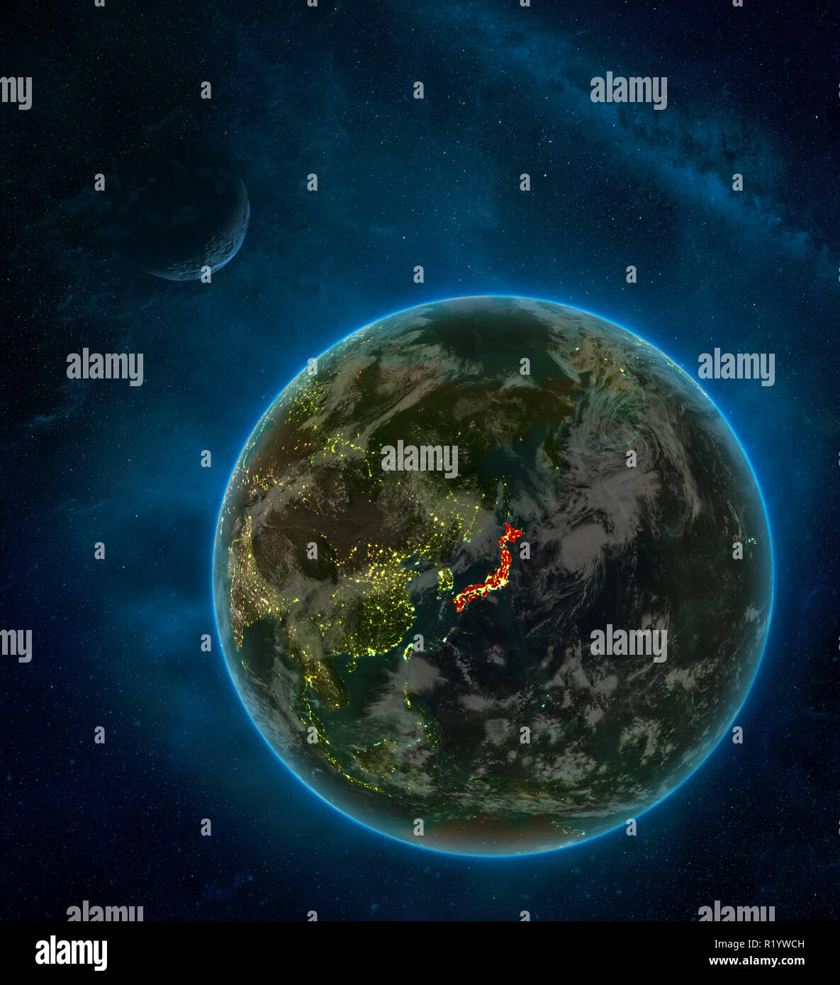 Earth From Space Night Japan High Resolution Stock Photography and ...